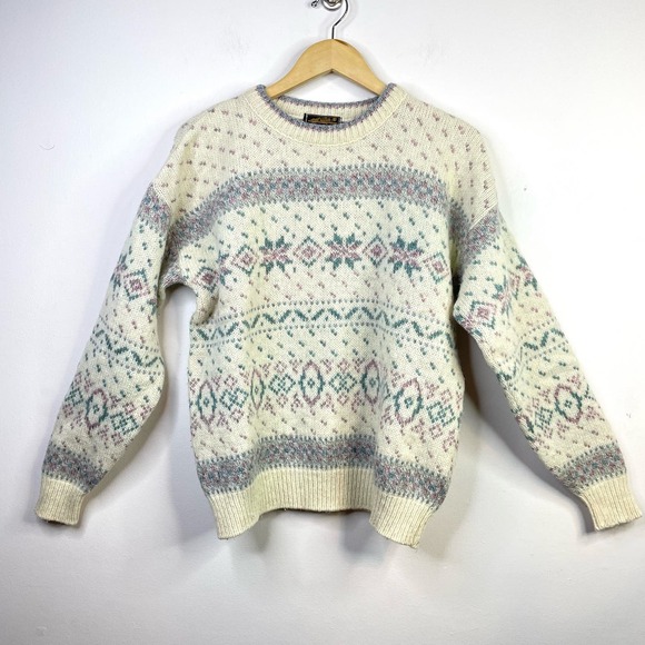 Eddie Bauer | Sweaters | Vintage Eddie Bauer Wool Pastel Fair Isle Nordic Holiday Preppy Sweater ...